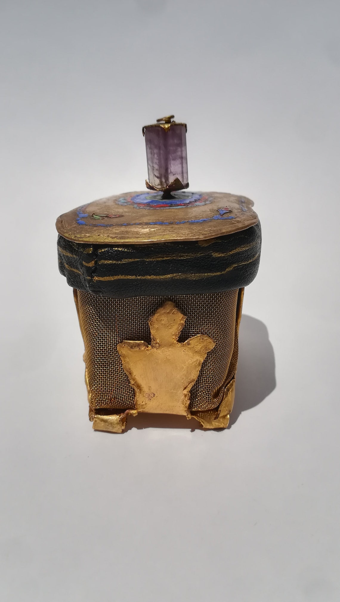 Gold Plated Copper, Brass Net Chest, Chest With Precious Stone, Enamel ...