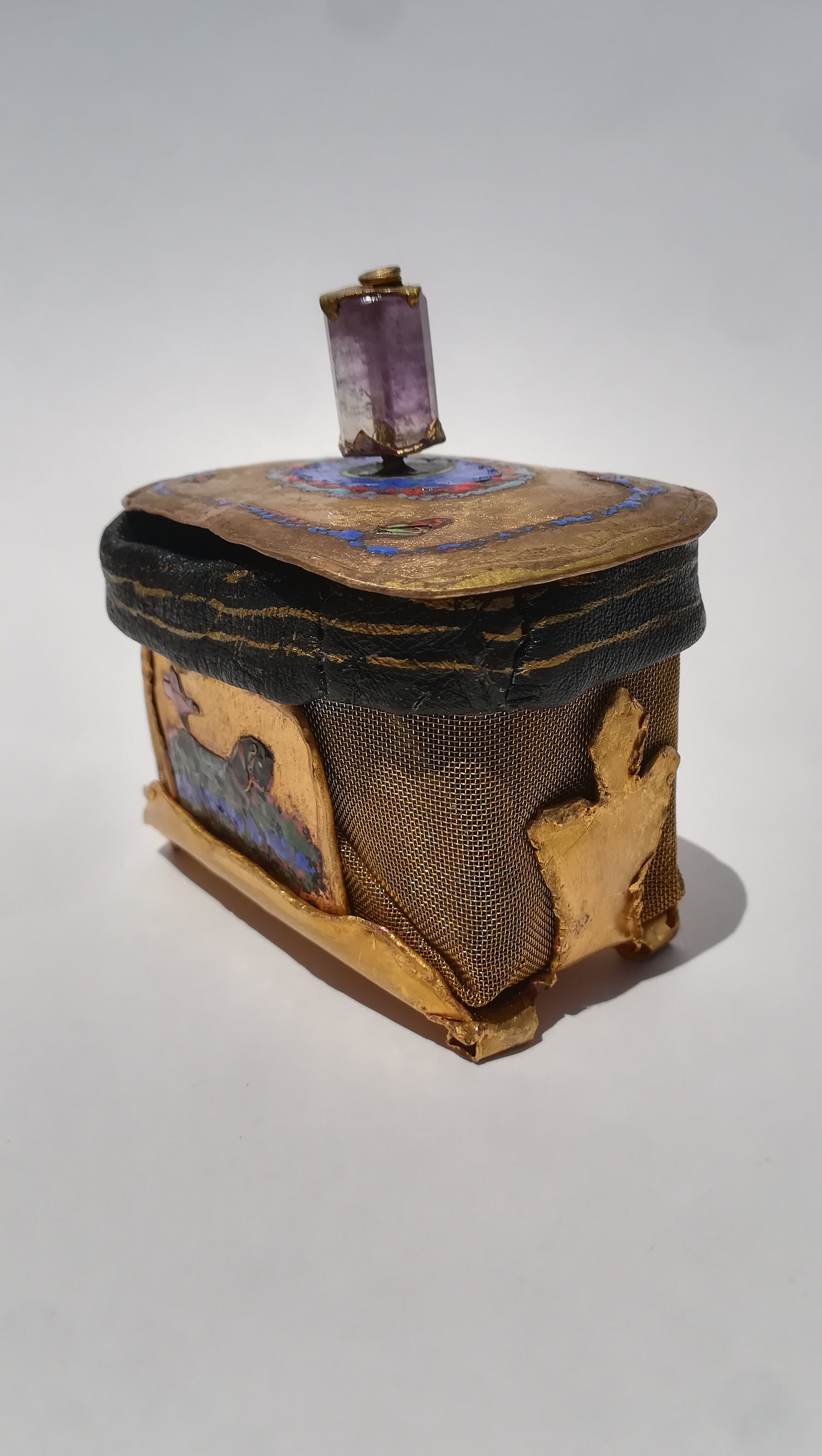 Gold Plated Copper, Brass Net Chest, Chest With Precious Stone, Enamel ...