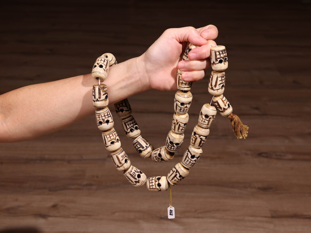 M#468, 25 Bone Bead Skeleton Hand-carving | Each Piece Uniquely Crafted ...