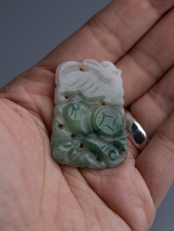 Jade Bat, Auspicious animal, Coin [10] Vintage Pendan… - Gem