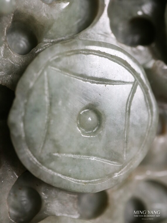 Jade Bat, Auspicious animal, Coin [10] Vintage Pendan… - Gem