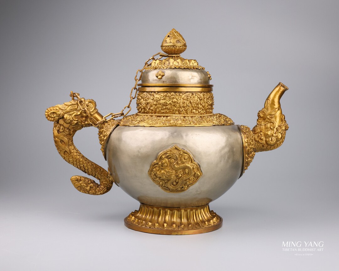 SC78, Superb Tibetan Teapot With Gilded, Handmade Kettle Carved in ...