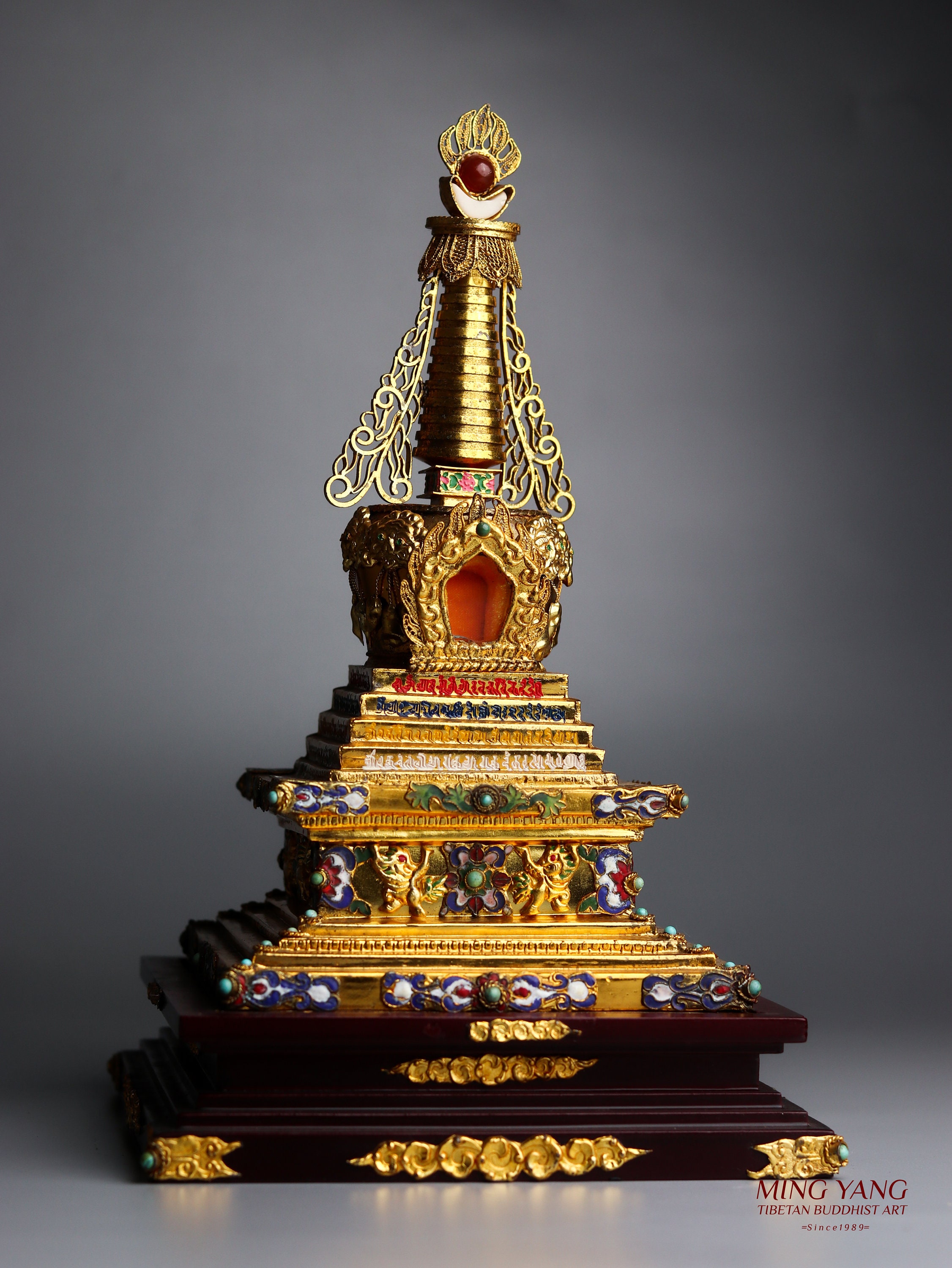 ST22 Tibetan Buddhist Stupa / Pagoda Cloissone With Gold - Etsy UK