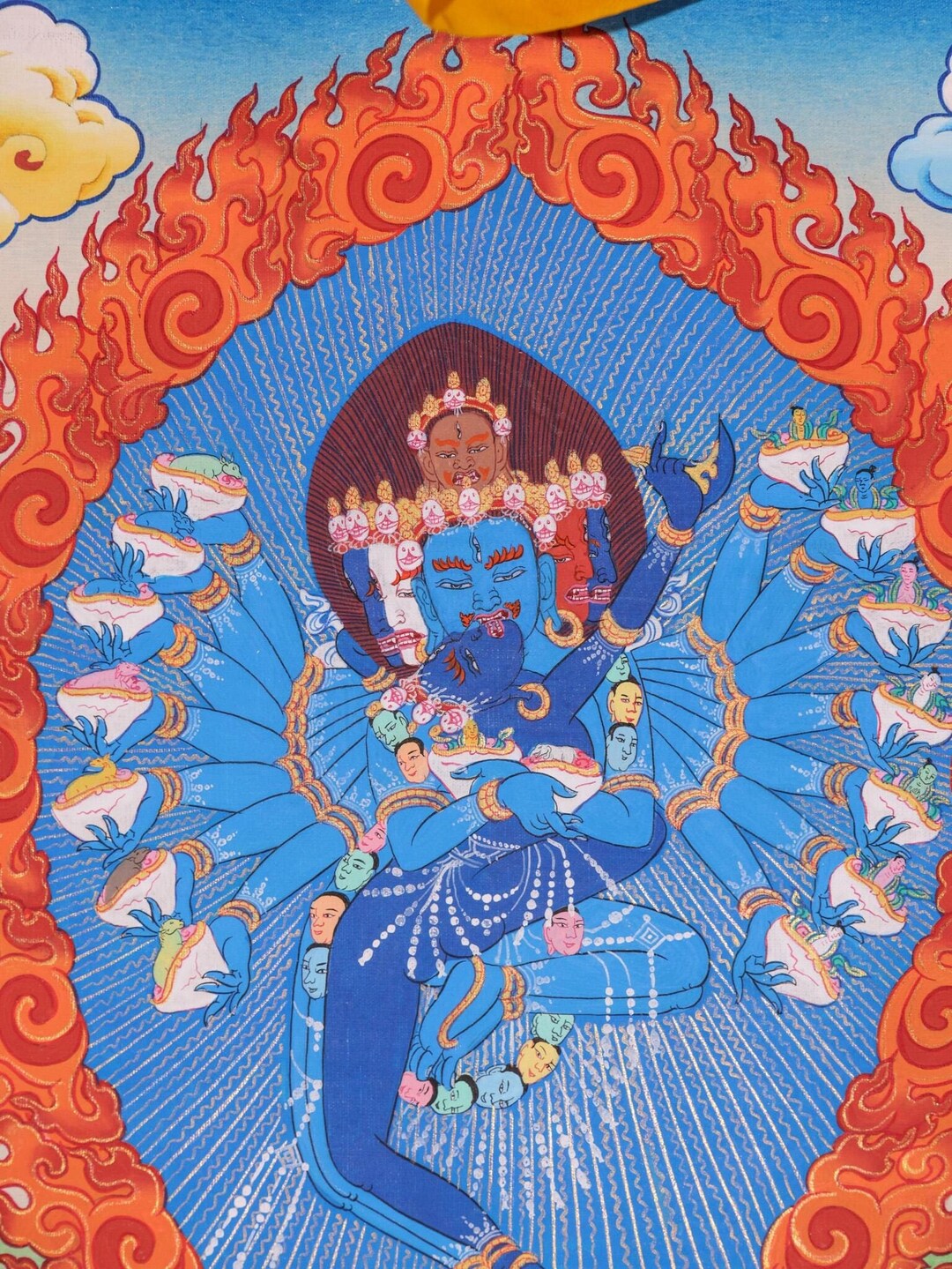 Hey Vajra Thangka - Mini Tibetan Thangka With Sacred Symbols, Portable ...