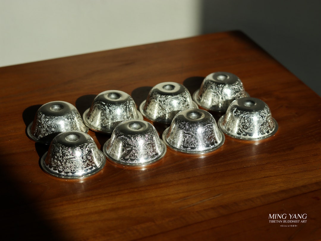 925 Sterling Silver Tibetan Buddhist Offering Bowl | With Auspicious ...