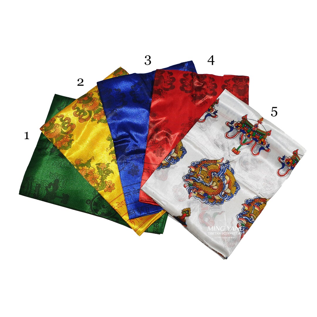 5 Colors Khata, Tibetan Prayer Scarf, Tibetan Buddhism Eight Auspicious ...