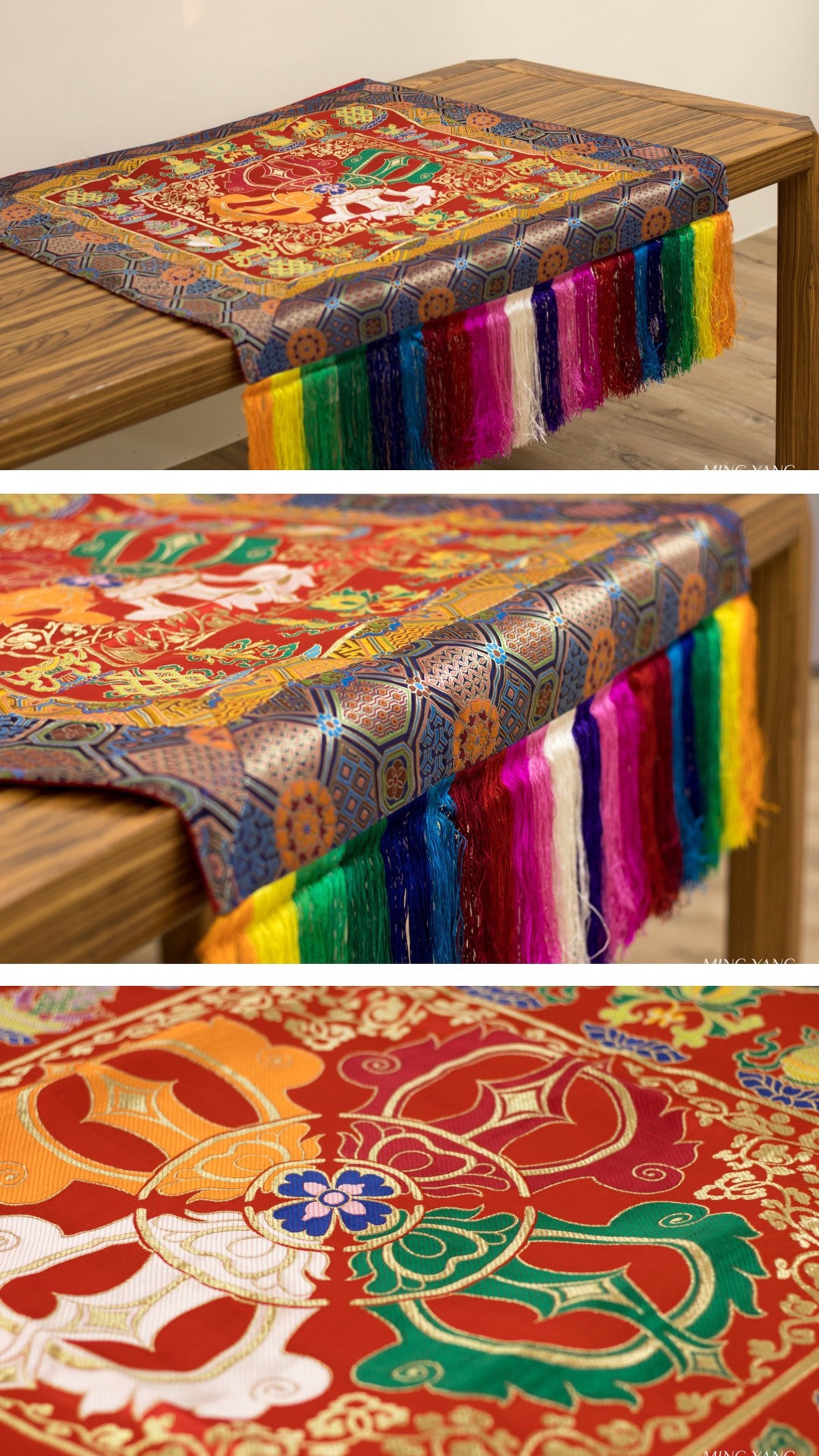 6 in 1 High Quality Tibetan Altar Cloth RED Buddhist Decor | Etsy