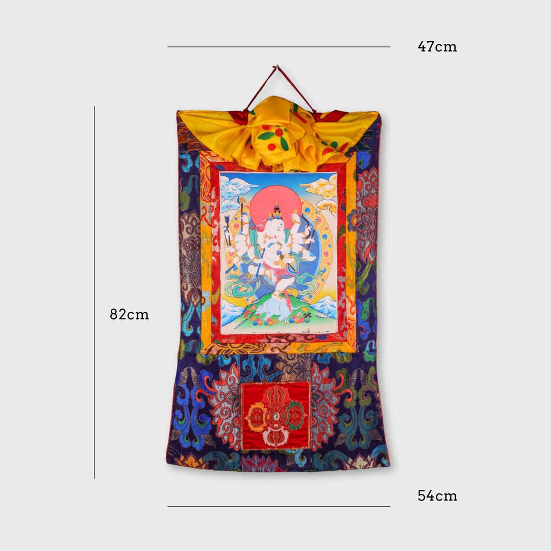 Ganesh Thangka | Mini Tibetan Thangka With Sacred Symbols, Portable ...