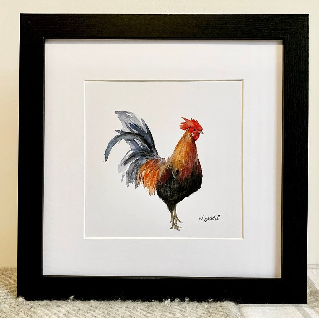 Cockerel Watercolor Print, Signed Farmhouse Art - Etsy