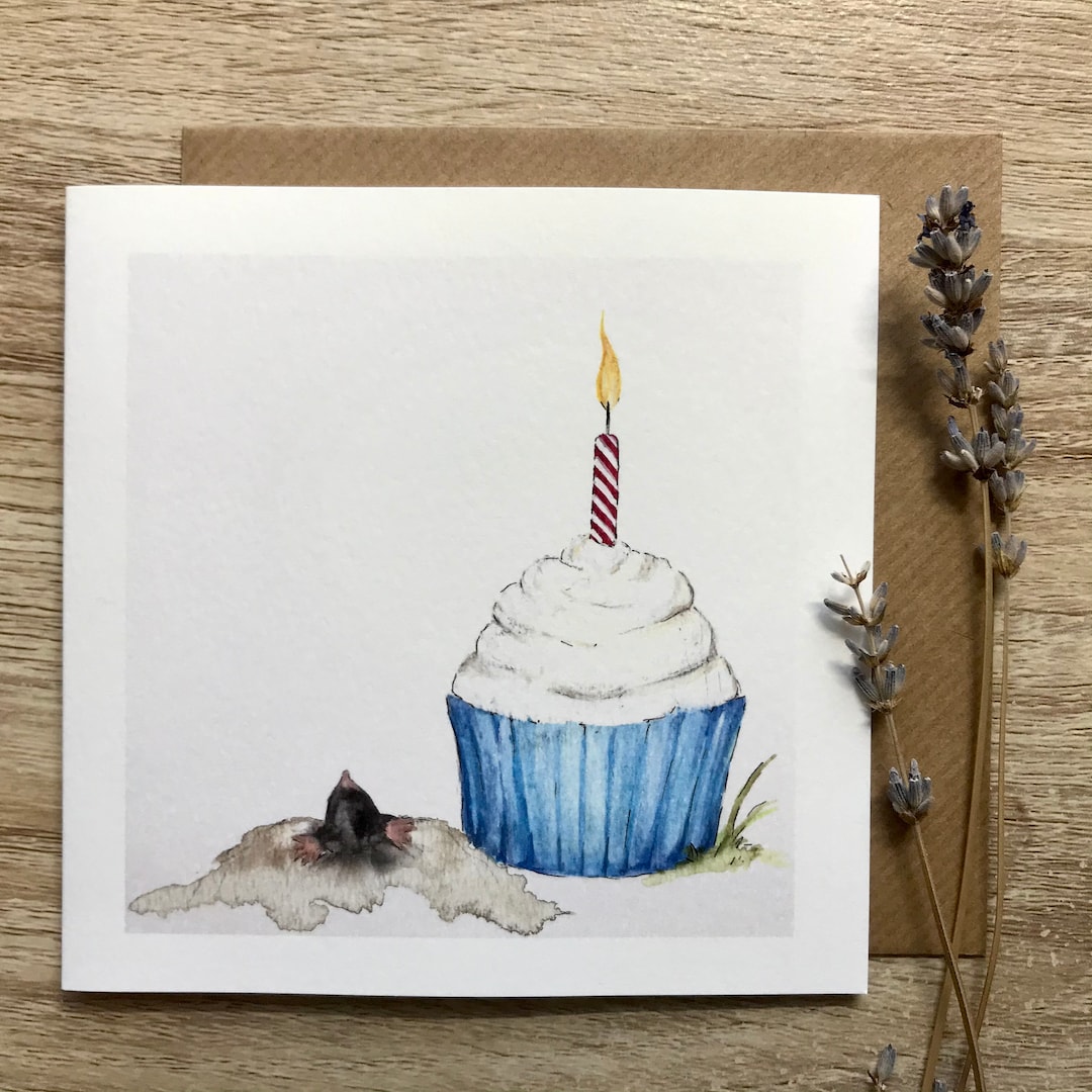 Mole and Cupcake Card - Etsy