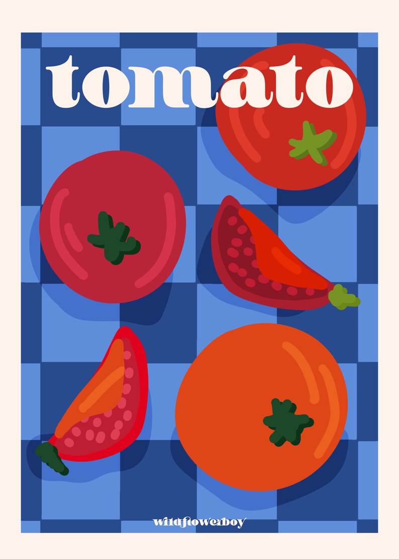 Tomato Poster | Veggie Fruit Printable Art | Kitchen Print | Art Print | Gender Neutral Art ...