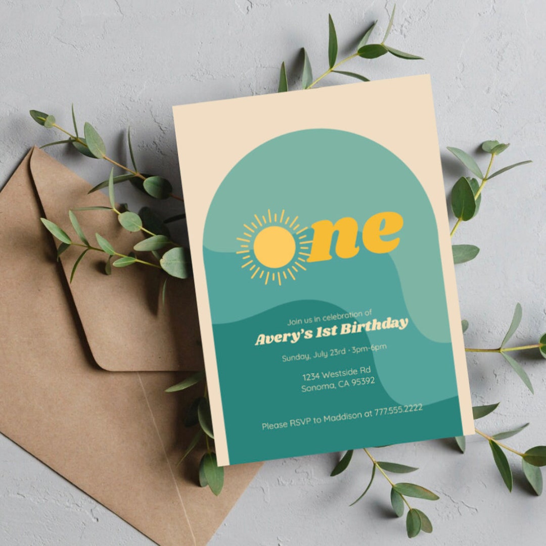 Sun Invitation | Birthday Invitation | Baby Shower Invitation | Digital ...