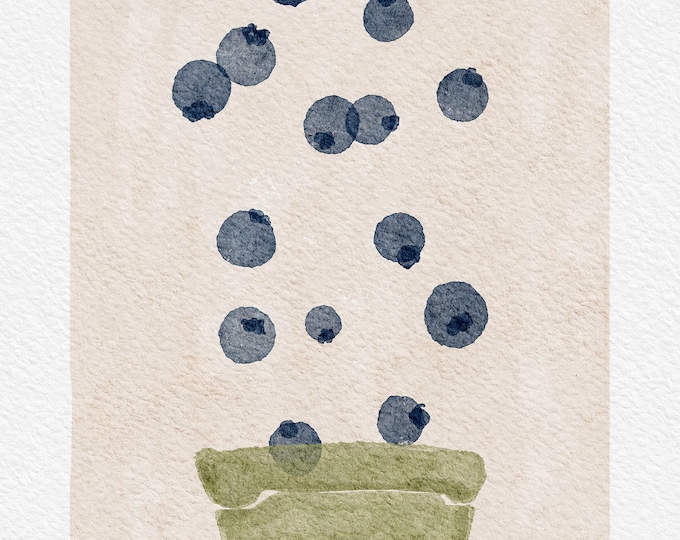 Watercolor Blueberries | Printable Watercolor Art | Nursery Art Print ...