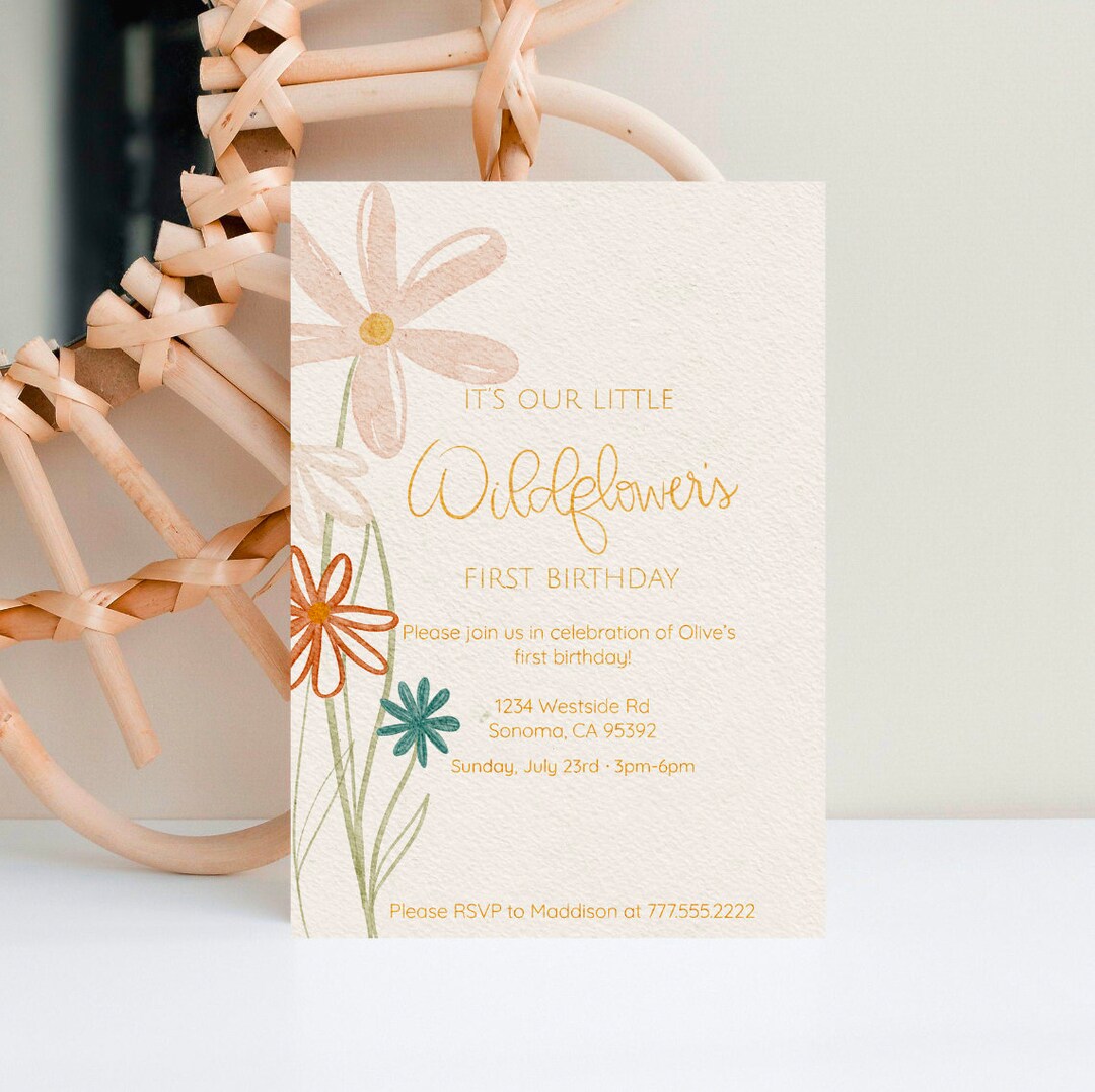 Wildflower Invitation | Birthday Invitation | Baby Shower Invitation ...