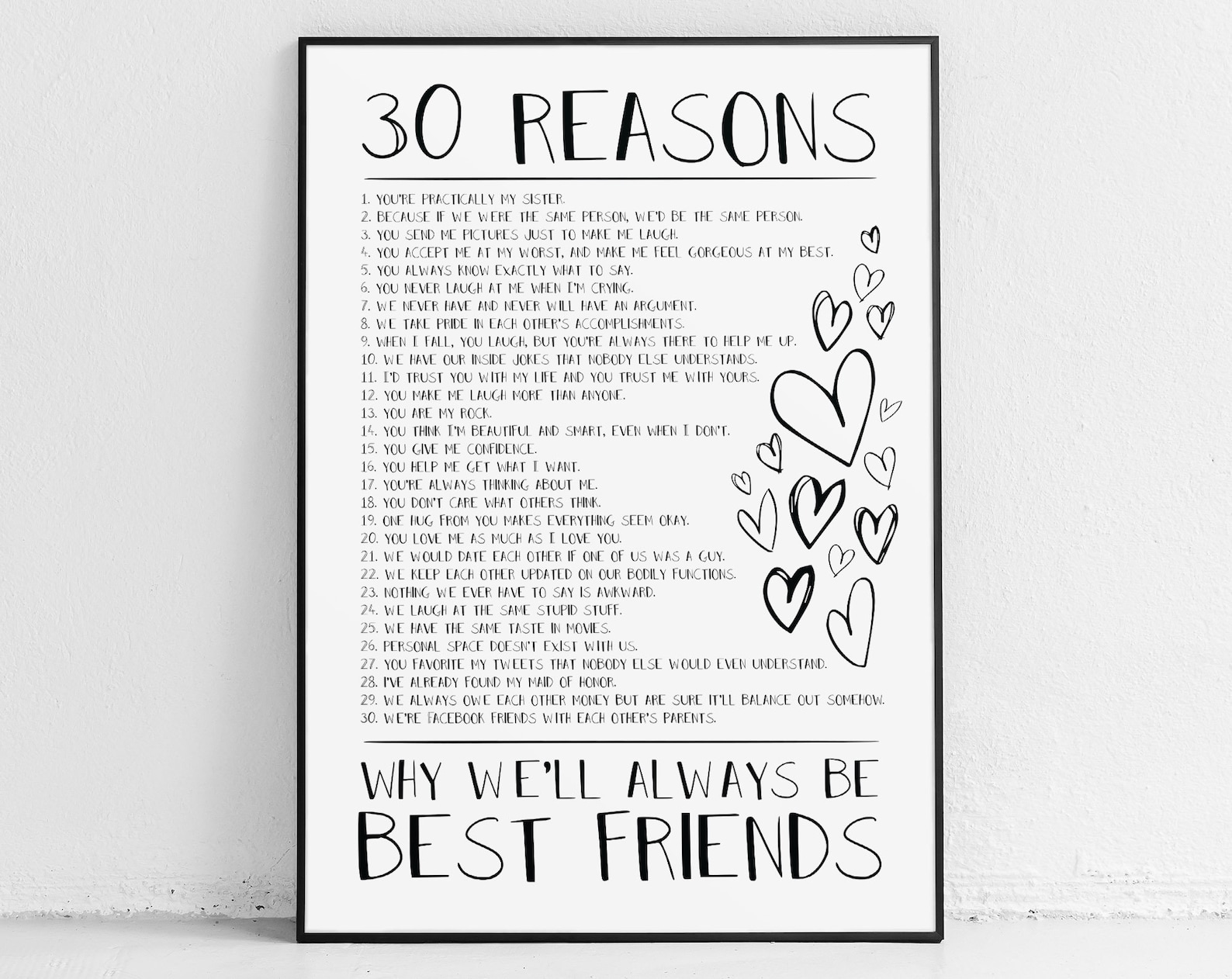 Best Friend Reasons Printable, Close Friends, Bestie Gift, Printables ...