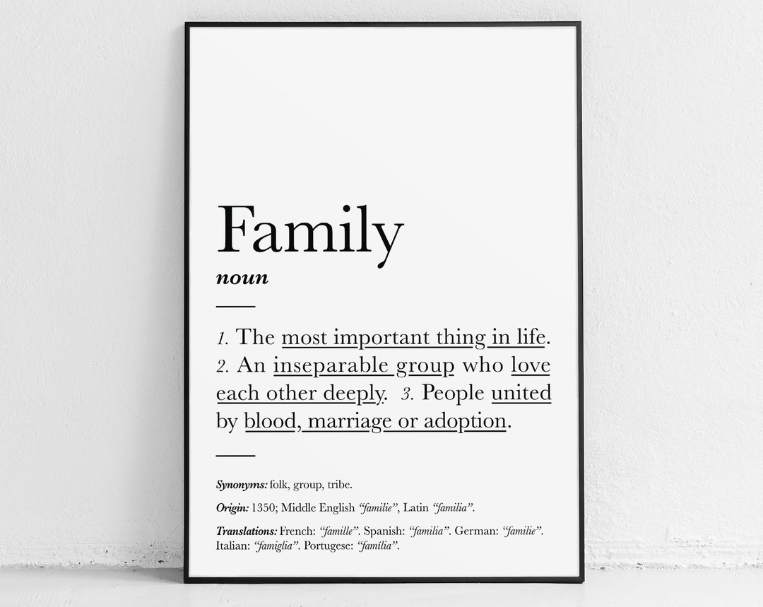 Family Definition Print: Decor, Gift, Wall Art, Room Sign, New Family ...