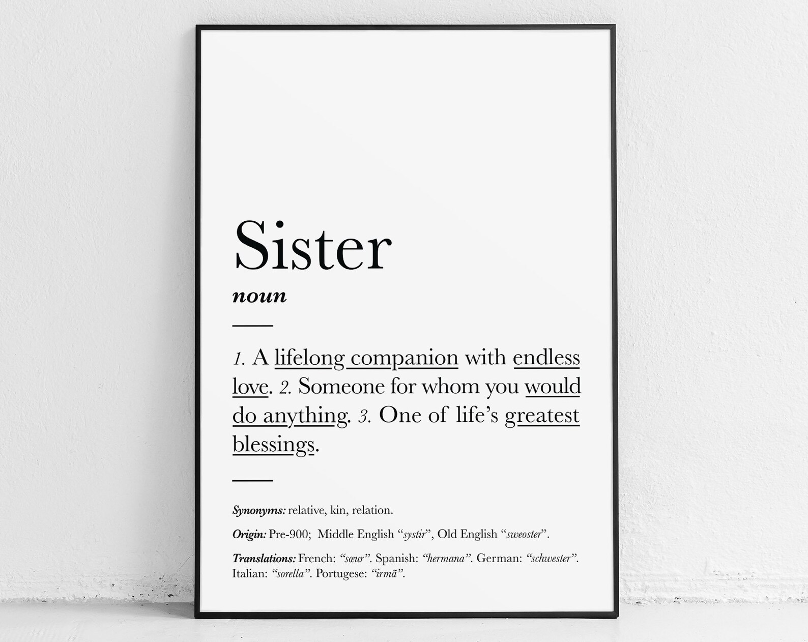 Sister Gifts: Birthday Gift, Wedding, Wall Art, Wall Quote Words ...