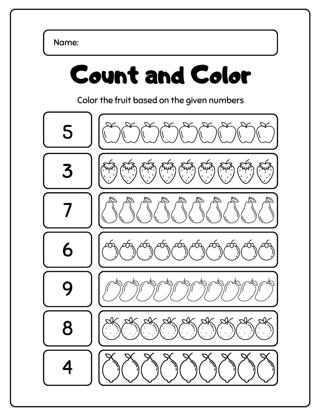 Pre-k Count and Color Worksheets - Etsy