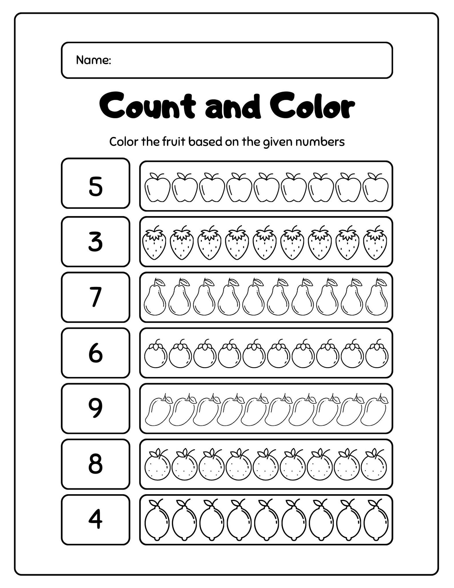 Pre-k Count and Color Worksheets - Etsy