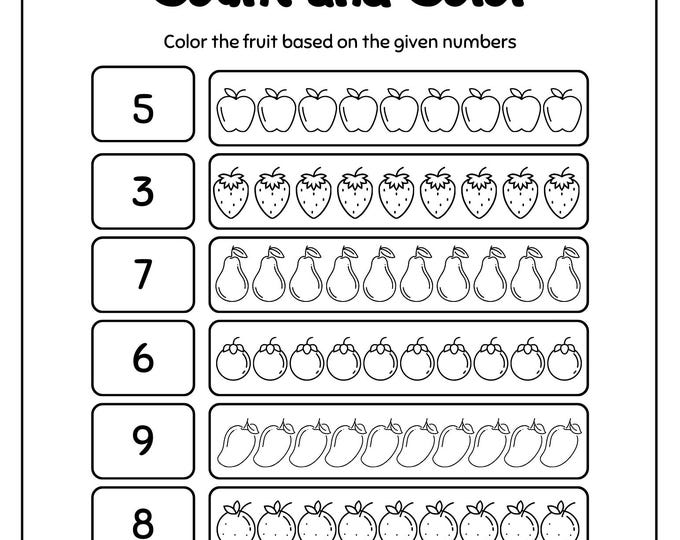 Pre-k Count and Color Worksheets - Etsy