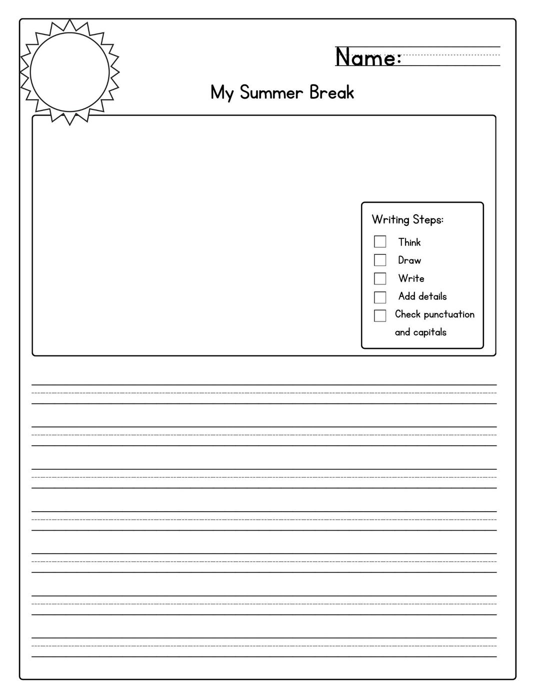 About My Summer Writing Sheet - Etsy
