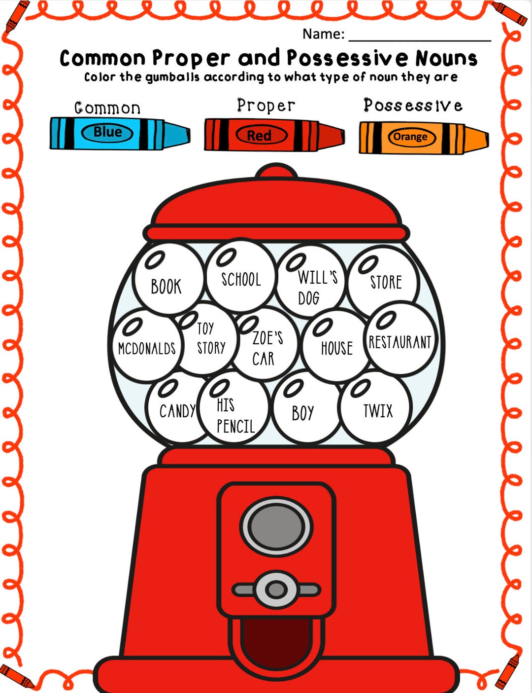 Common/ Proper Nouns Find and Color Worksheet&answer Key - Etsy