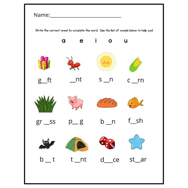 Vowel Writing - Etsy