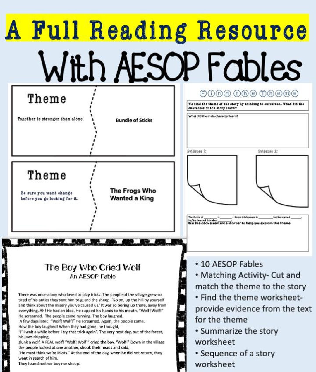 Reading Activities With AESOP Fables - Etsy