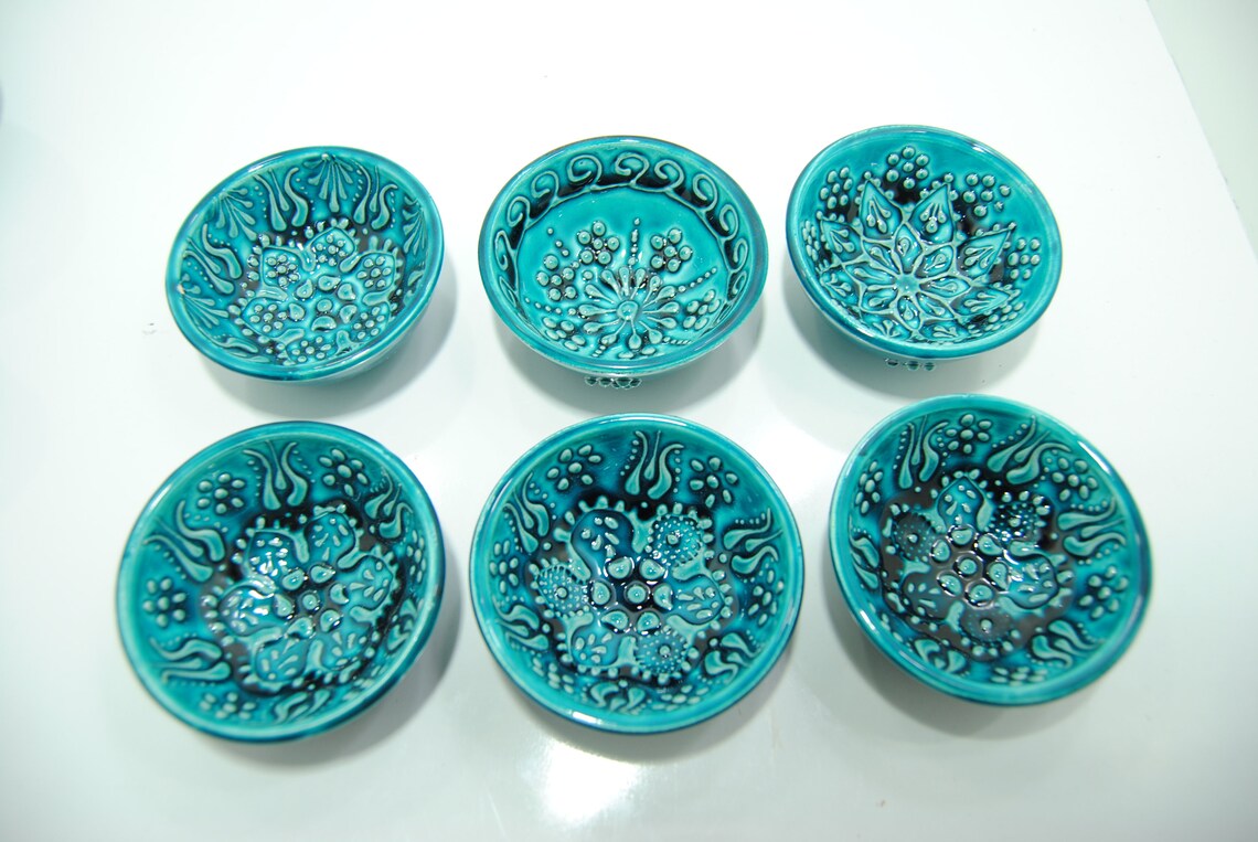Ceramic Bowl 6 Pieces turquoise Color Handmade&handpainted | Etsy