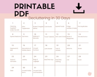 Declutter Tracker Printable 30 Day Declutter Challenge - Etsy