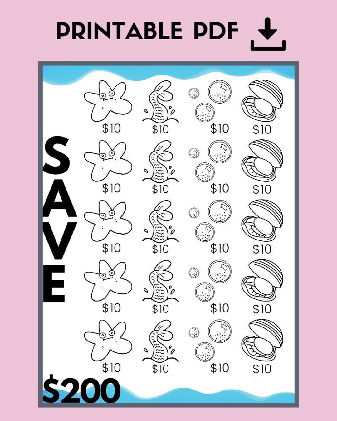 200 Dollars Summer Money Saving Challenge, Save 200, Savings Challenge ...