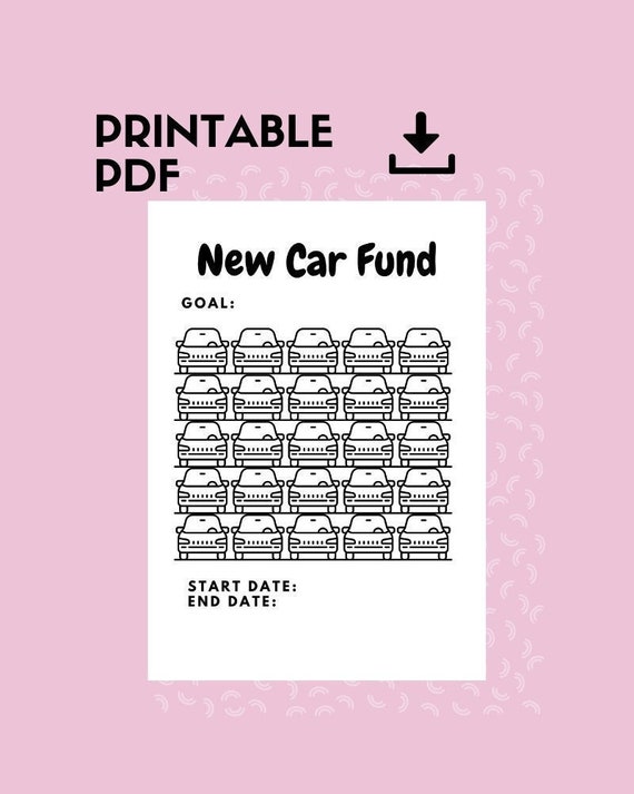 New Car Fund Budget Savings Challenge Money Planner - Etsy