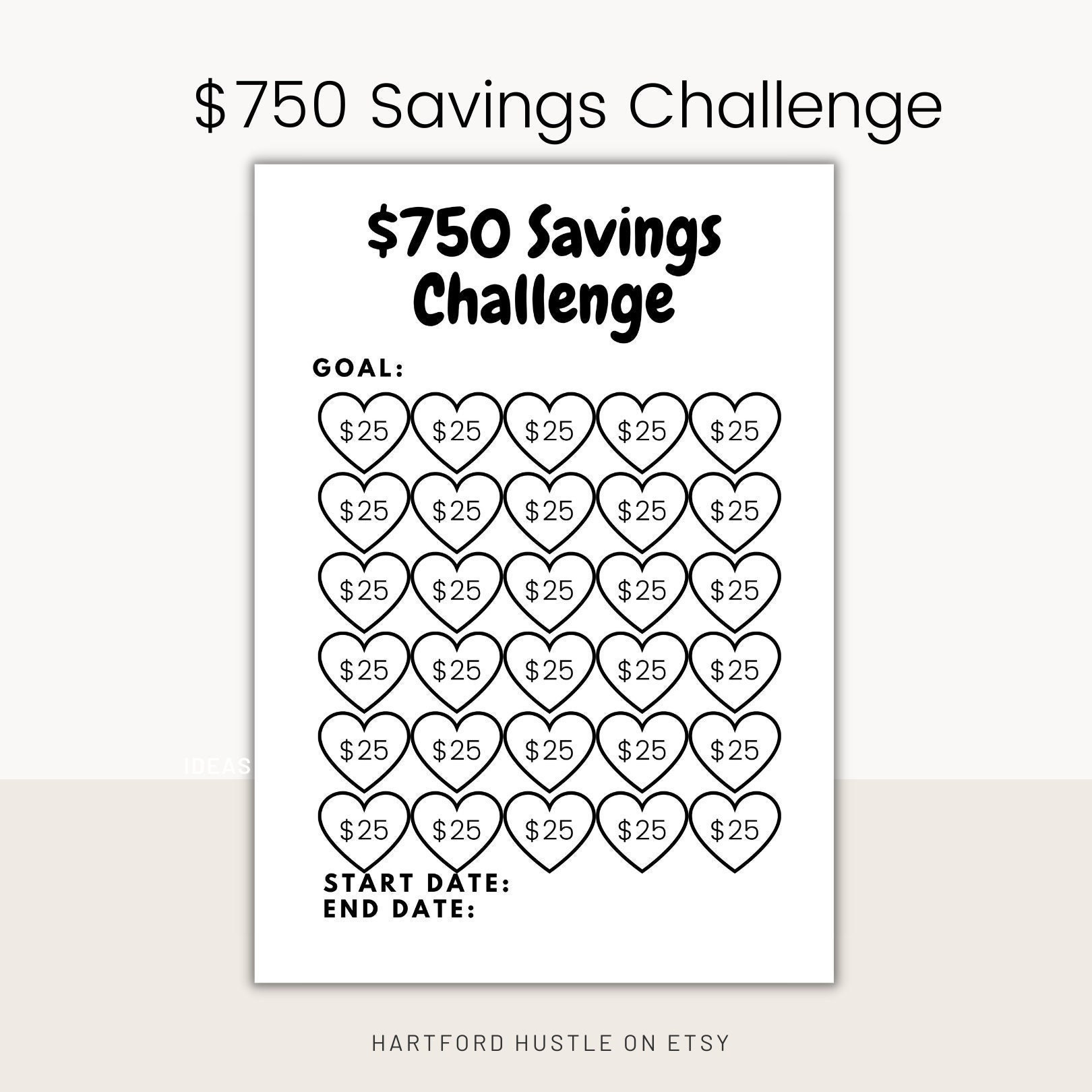 Save 750, Money Saving Challenge Printable, Savings Challenge, Savings ...