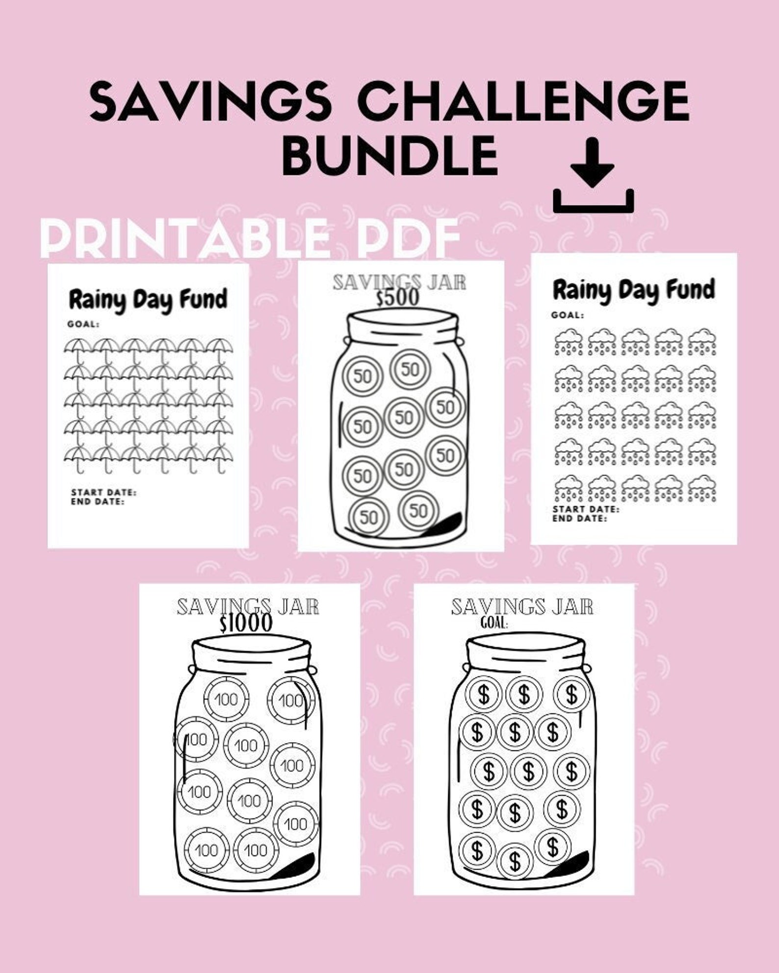 BUNDLE Savings Challenges Money Budget Printable Worksheet Personal ...