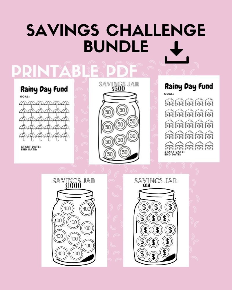 BUNDLE Savings Challenges Money Budget Printable Worksheet Personal ...