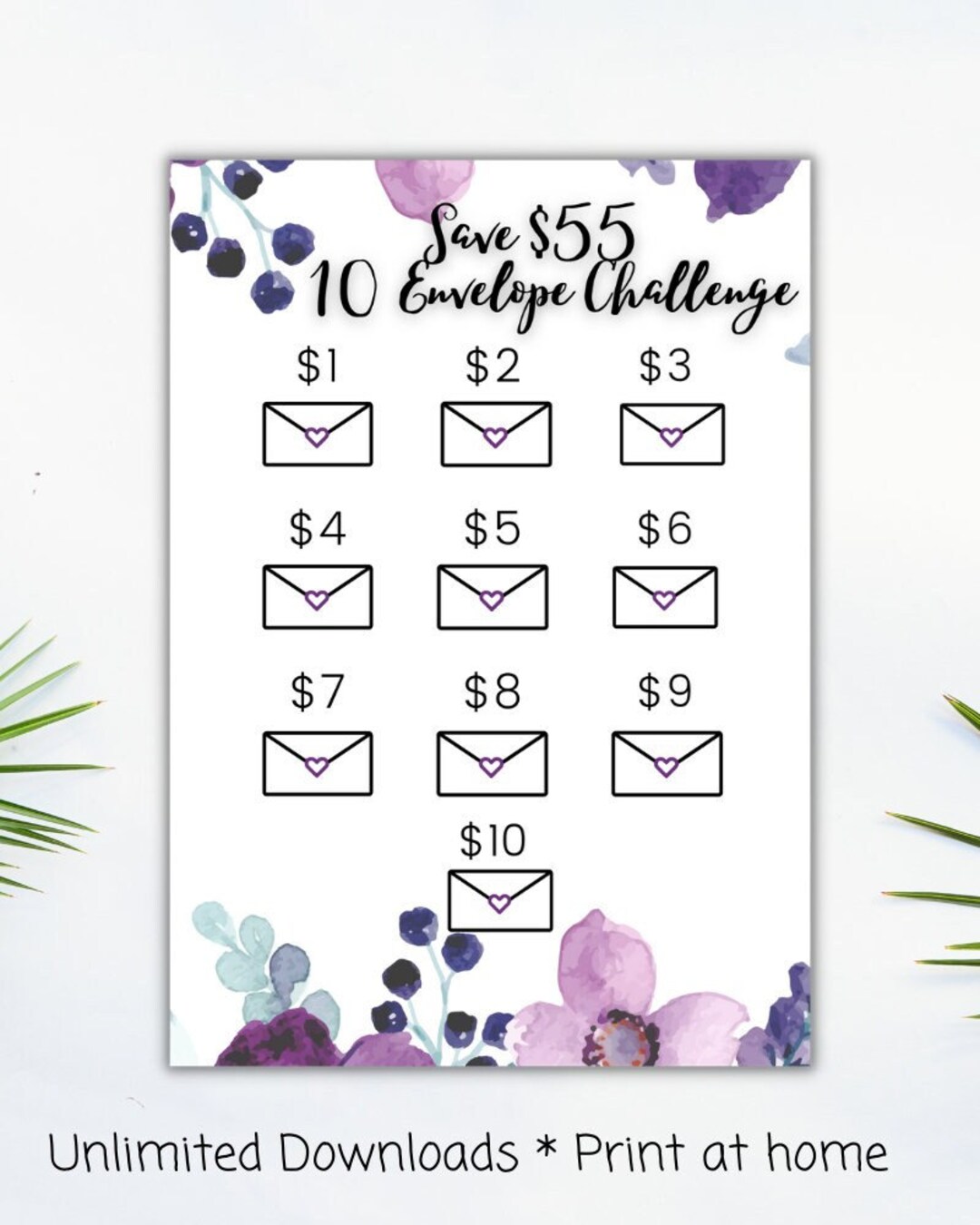 Purple Envelope Money Saving Challenge Printable (digital Download) - Etsy