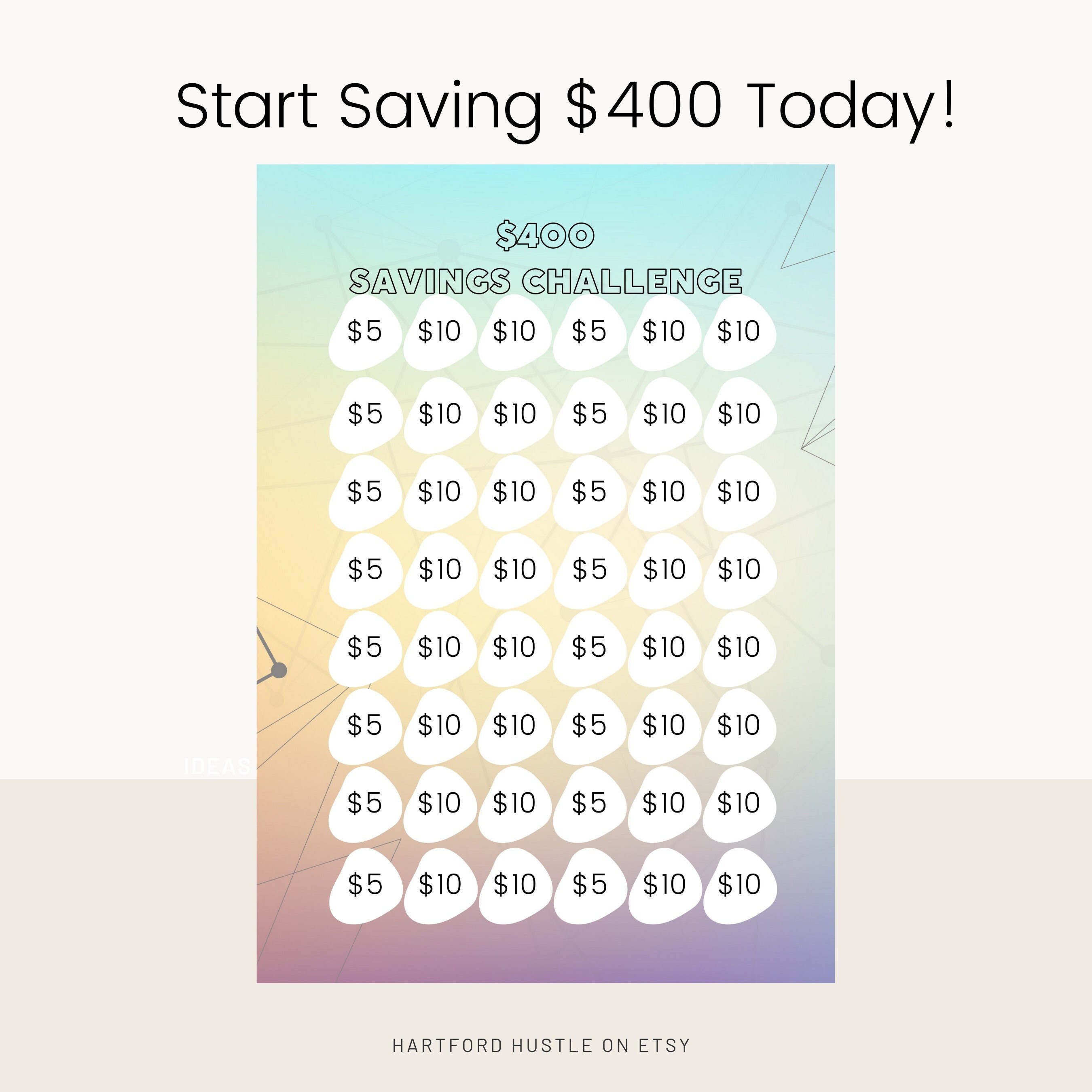 Money Saving Challenge Printable, Save 400, Savings Challenge, Savings ...