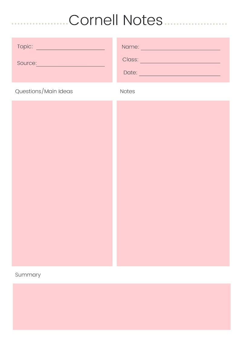 BUNDLE Printable Cornell Notes Student Lecture Notes Cornell - Etsy Canada