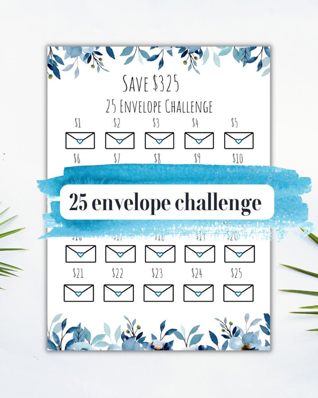 25 Envelope Money Saving Challenge Printable, Save 325, Savings ...