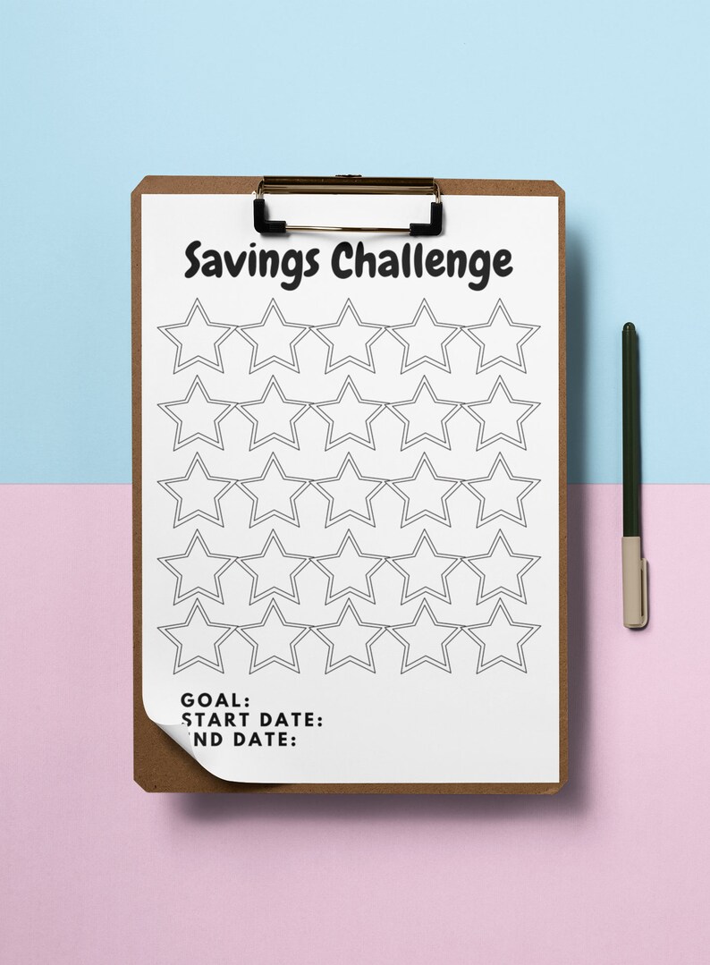 Star Money Saving Challenge Printable, Save Money, Savings Challenge ...