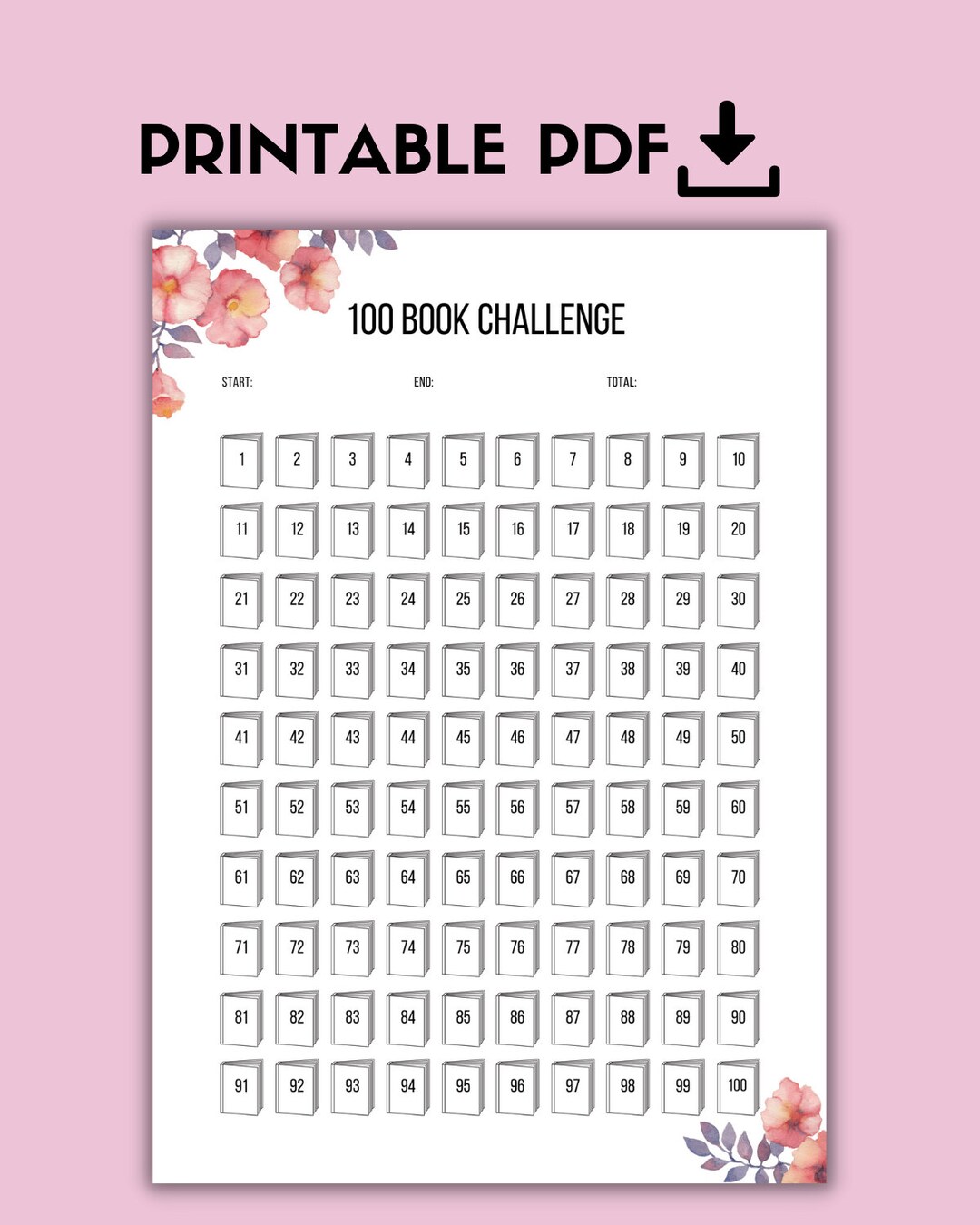 100 Book Challenge Printable: Reading Tracker (PDF) - Etsy