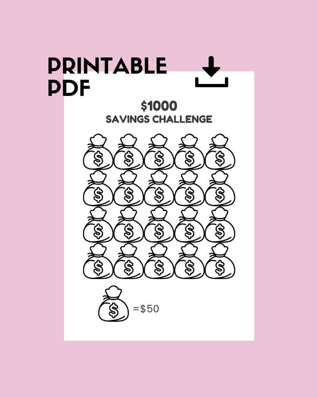 Coloring Budget Savings Challenge 1000 Money Planner Printable ...