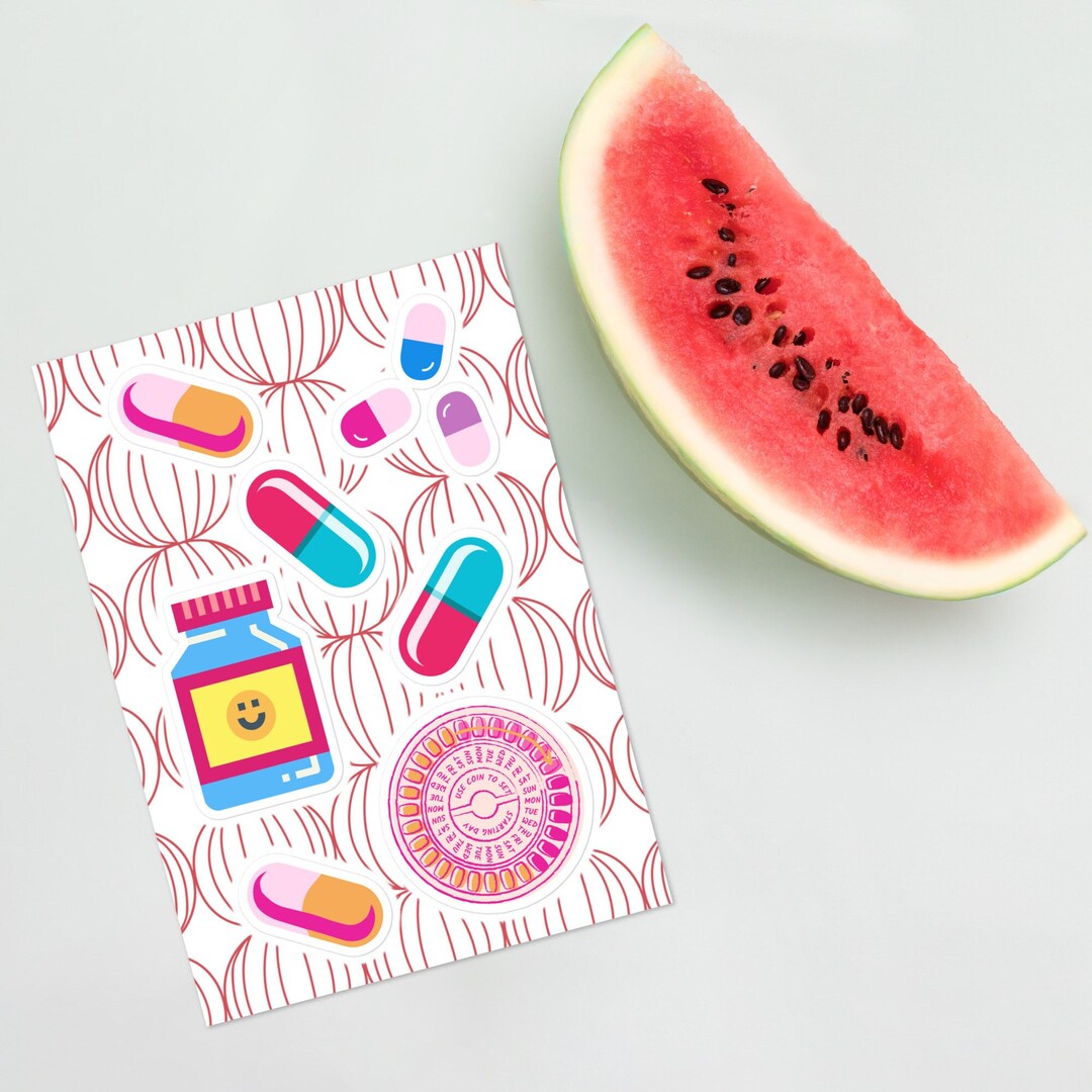 Pills Aesthetic Stickers, Mental Health Stickers, Cute Medication ...