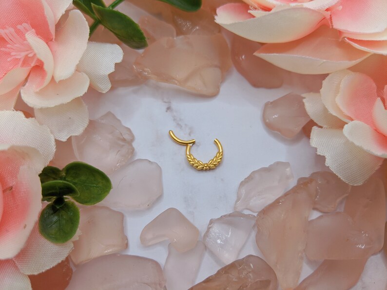 Laurel Leaf Septum Clicker Rose Gold and Gold 16 Gauge - Etsy