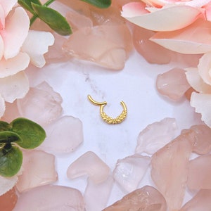 Laurel Leaf Septum Clicker Rose Gold and Gold 16 Gauge - Etsy