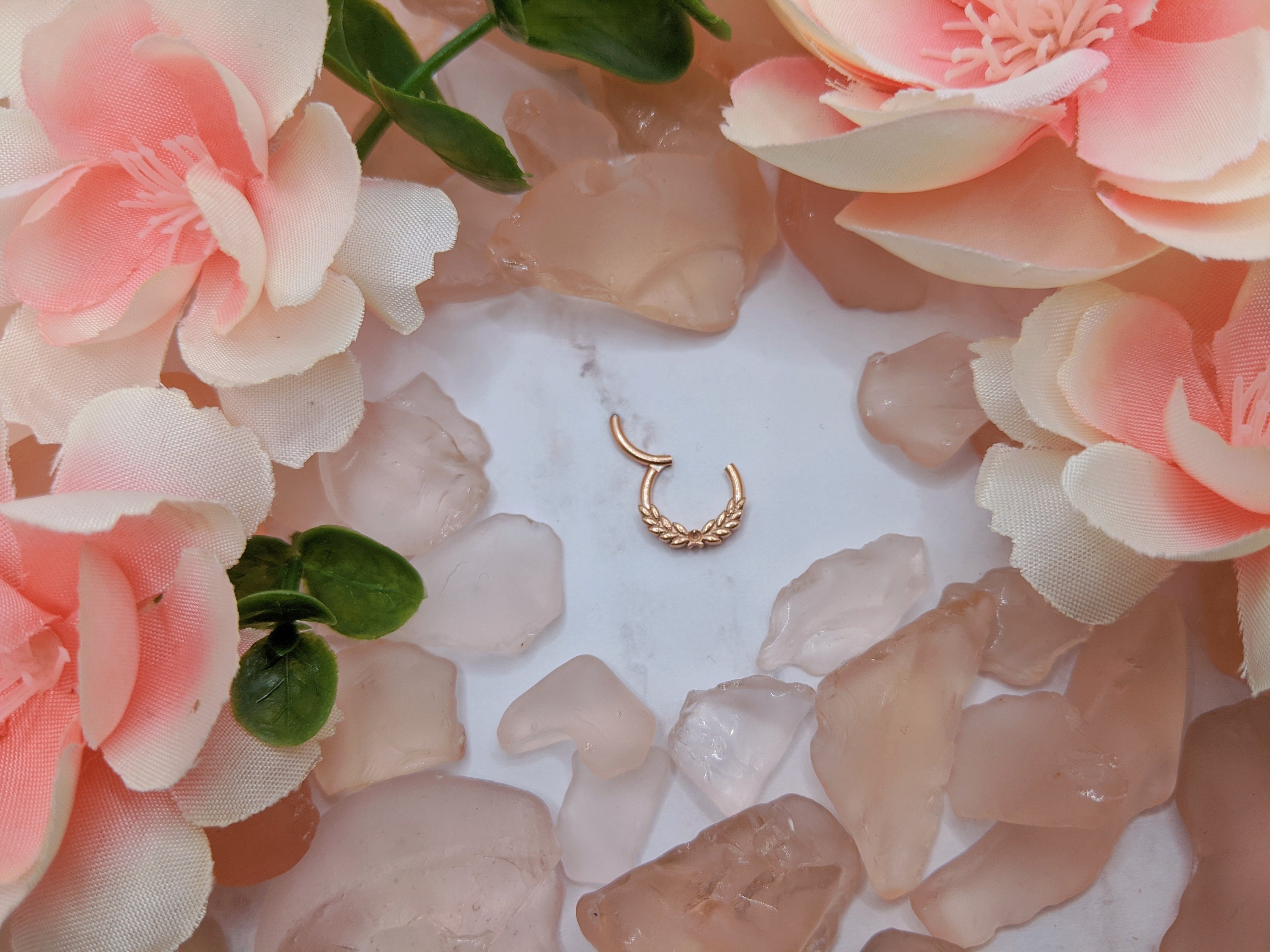 Laurel Leaf Septum Clicker Rose Gold and Gold 16 Gauge - Etsy