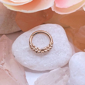 Laurel Leaf Septum Clicker Rose Gold and Gold 16 Gauge Surgical Steel ...