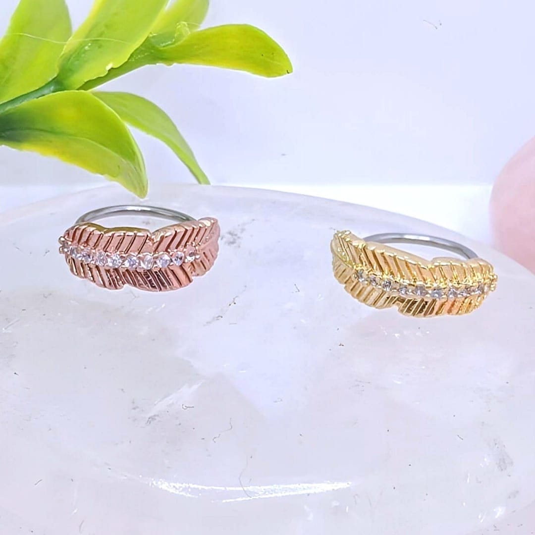Feather Nose Ring Rose Gold and Gold Nose Piercing - Etsy