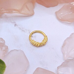 Laurel Leaf Septum Clicker Rose Gold and Gold 16 Gauge - Etsy