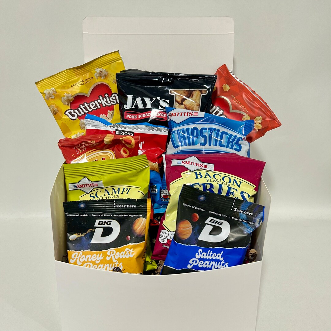 Snack Gift Box - Crisps, Nuts, Pork Scratchings and Popcorn - Etsy UK